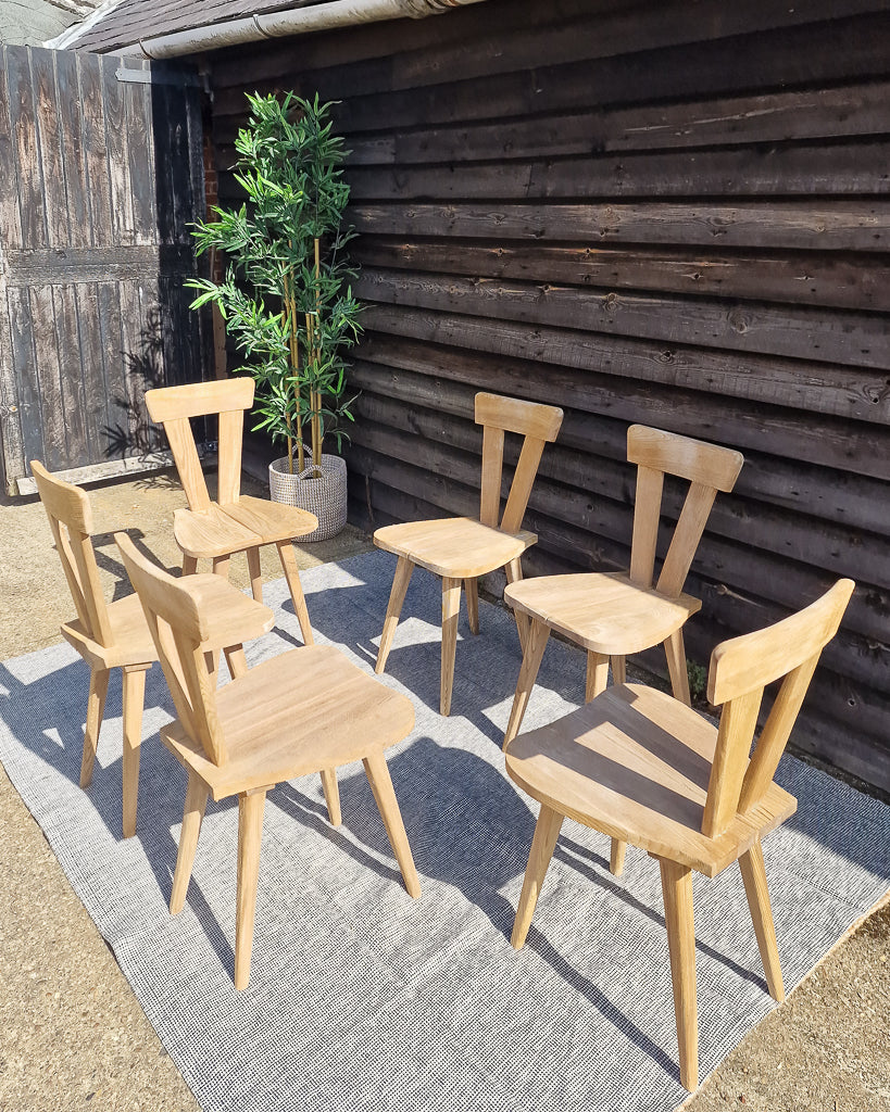Brutalist Bleached Teak Zydel Dining Chairs (x6) – Gruffertys